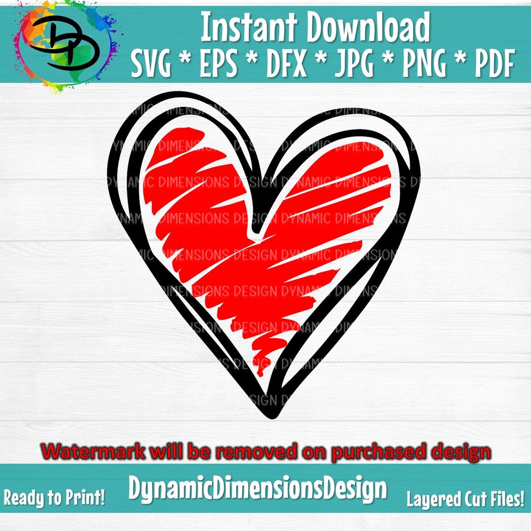 Buy Heart Svg, Heart Clipart, Scribble Heart, Distressed Heart SVG, DXF ...
