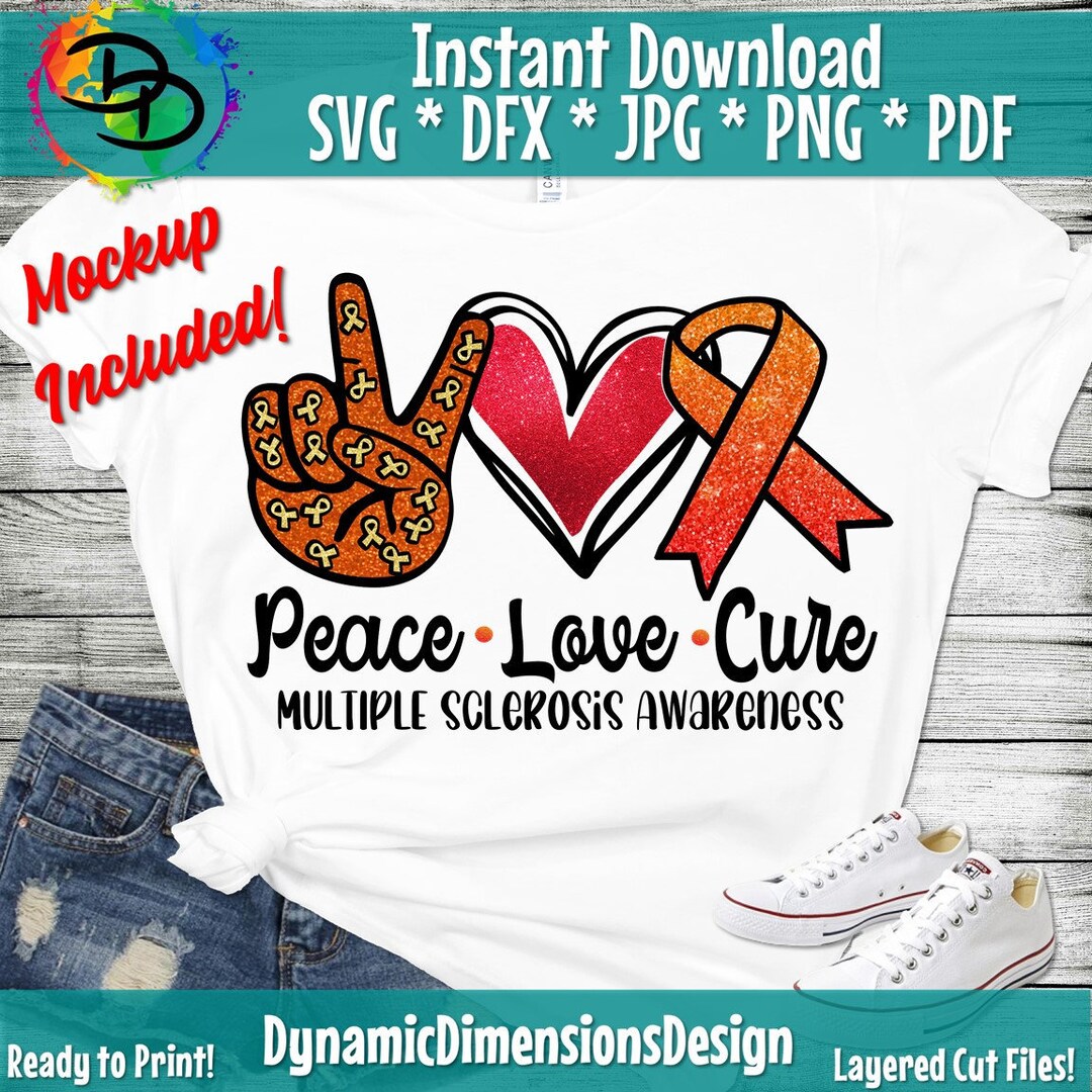 Peace Love Cure Svg, Multiple Sclerosis Awareness Svg, Multiple ...