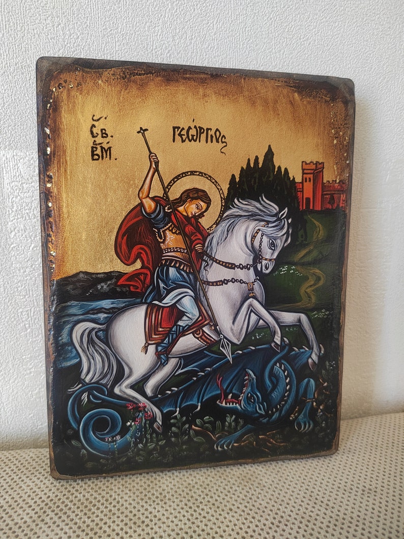 Hand-painted St. George Icon, Byzantine Icon - Etsy