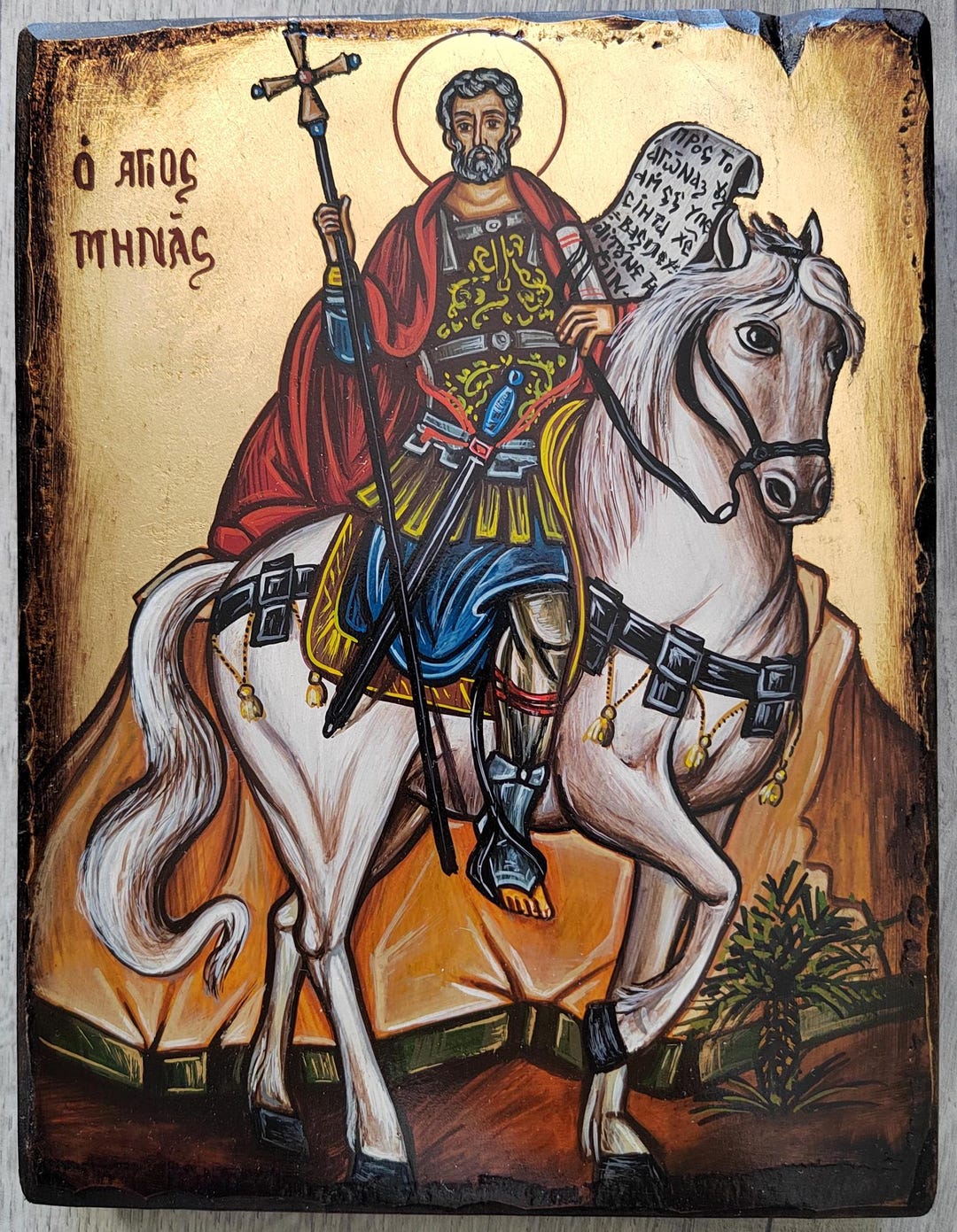 Saint Mina- Hand-painted Icon, St. Mina of Cotan - Etsy