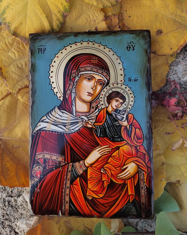 Saint Mary Icon: Byzantine Mother of Jesus, Gold Leaf - Etsy