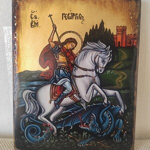 Hand-painted St. George Icon, Byzantine Icon - Etsy