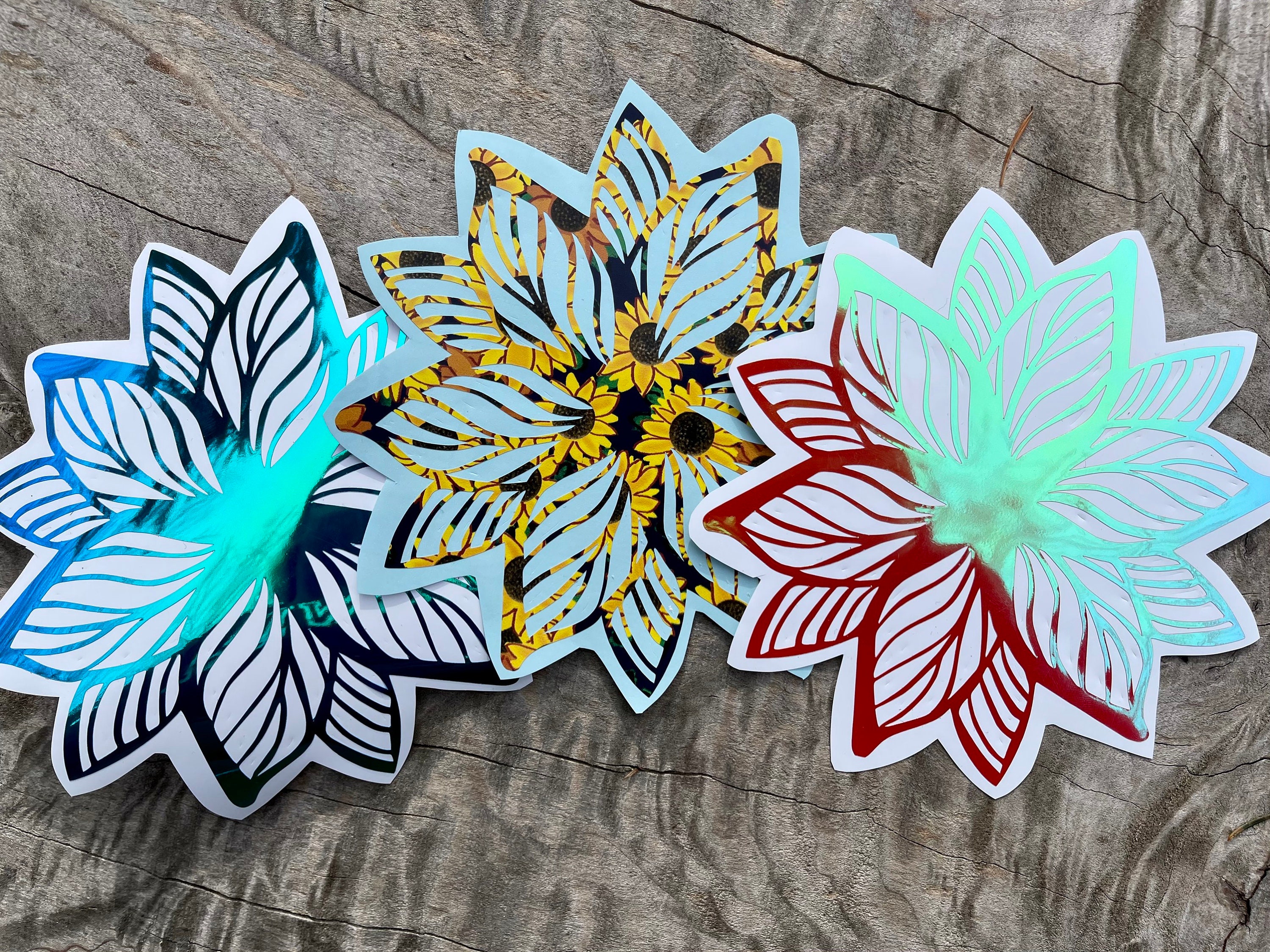 Holographic Flower Decal Flower Decal for Her Flower Decal - Etsy