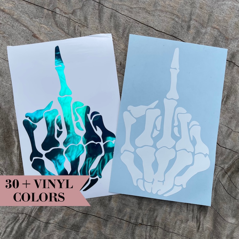 Skeleton Middle Finger Funny Decal Holographic Decal Car - Etsy