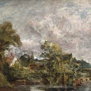 Country Landscape Painting/country Landscape/white Horse/printable ...