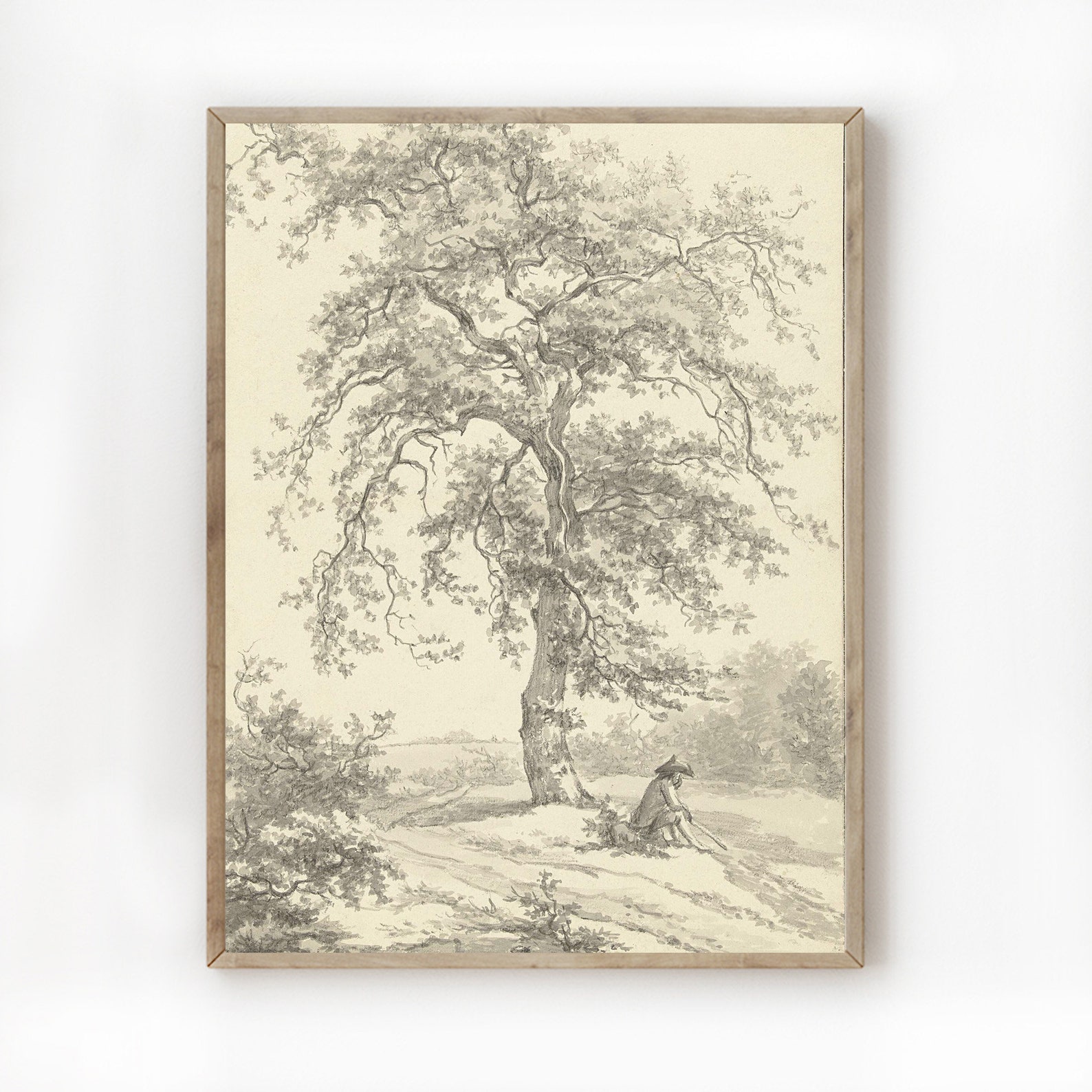 Vintage Print/vintage European Print/vintage Landscape Print/man Under ...