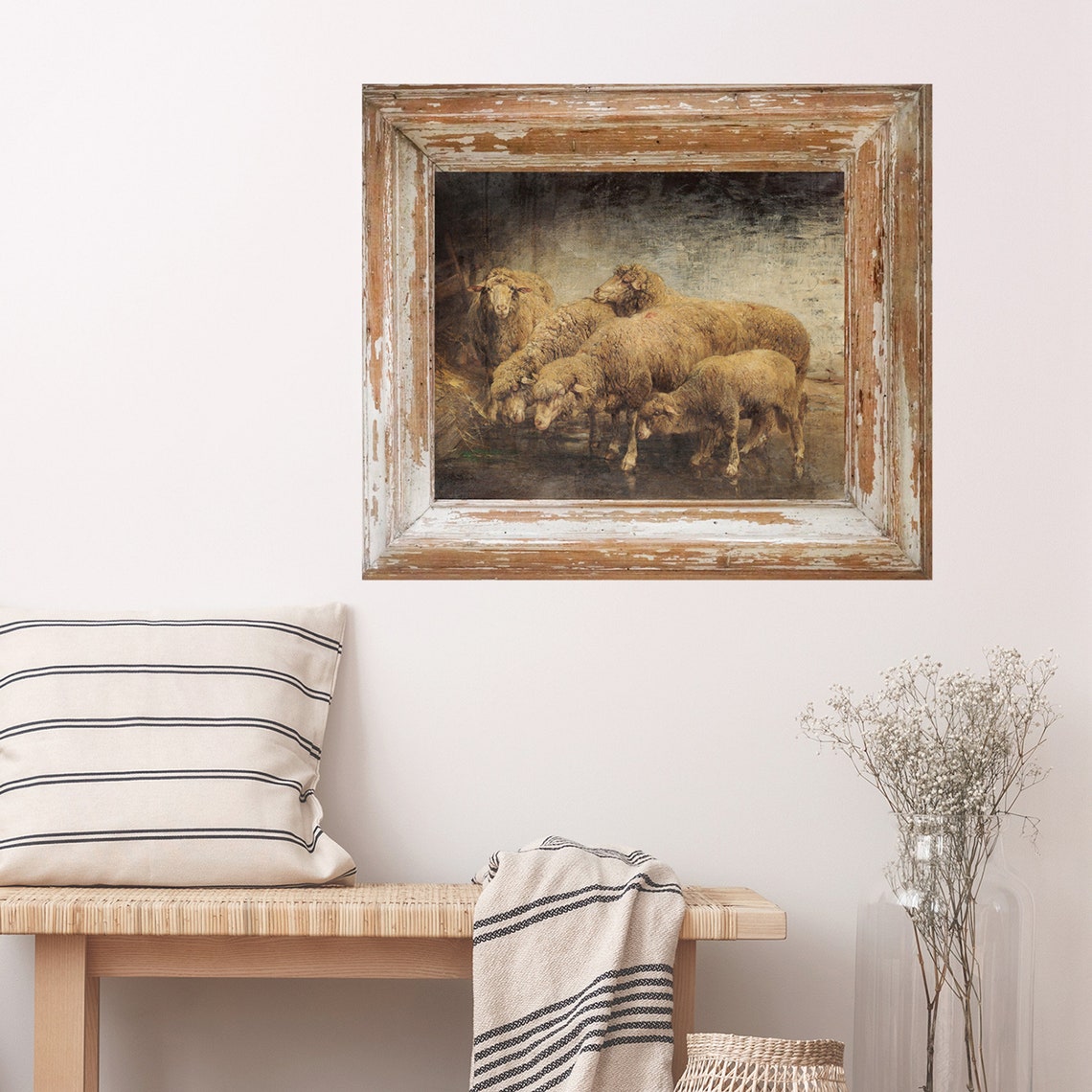 Sheep Painting/sheep in Barn/ Rural Landscape & Scenery/printable ...