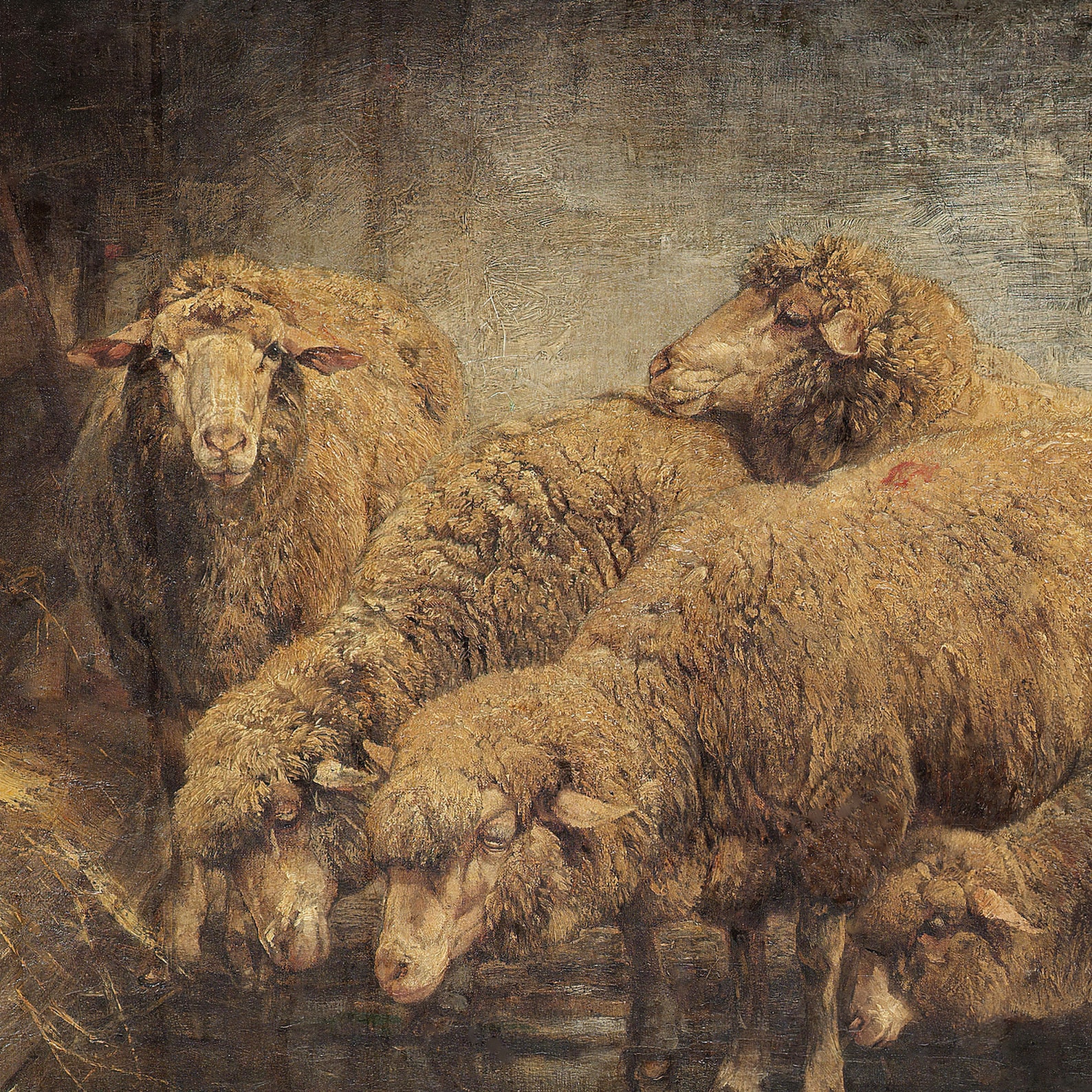 Sheep Painting/sheep in Barn/ Rural Landscape & Scenery/printable ...