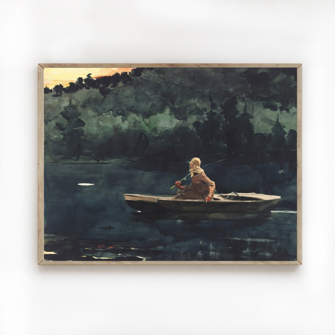 Fishing Painting/fisherman/fine Art Digital Print/printable Art/digital ...