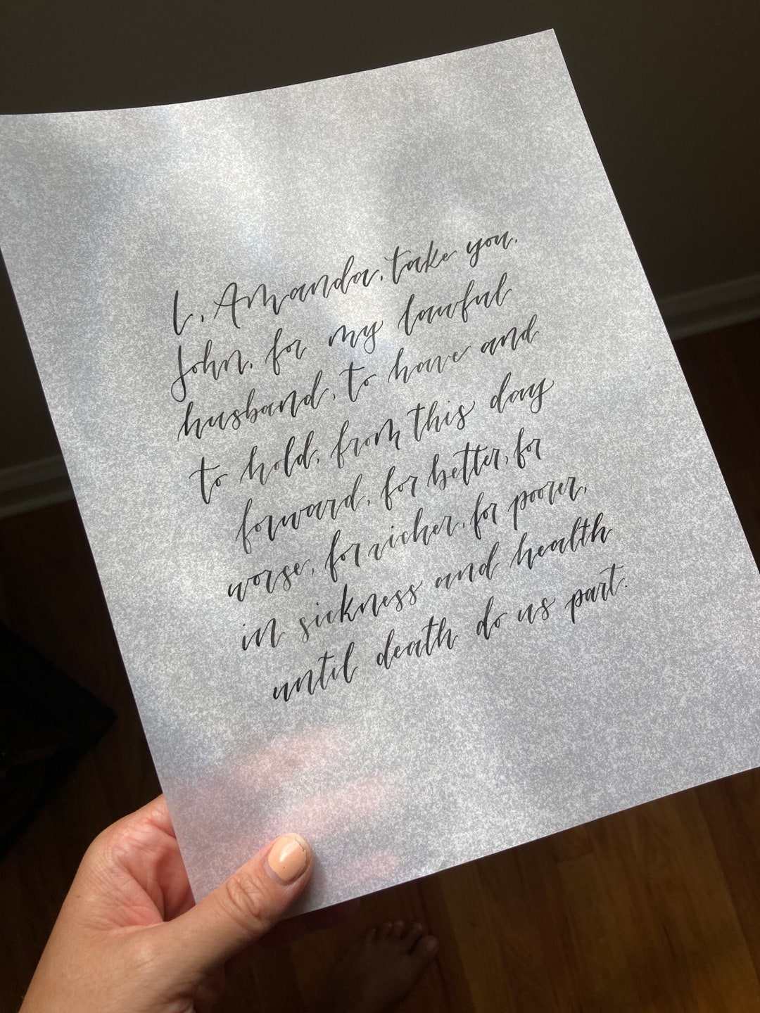Custom Handwritten Pointed-pen Calligraphy Quote on PARCHMENT - Etsy