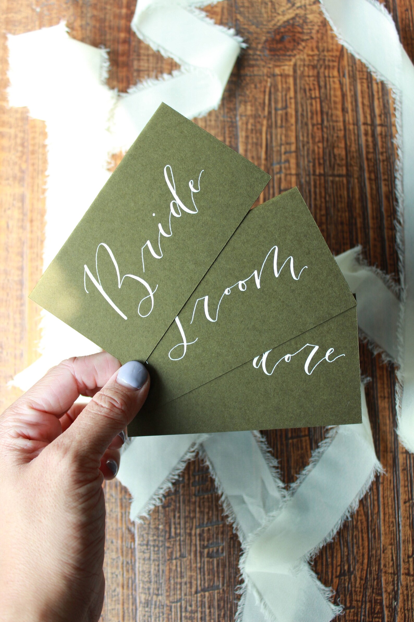 Green Folded Place Cards Handwritten Place Cards for - Etsy