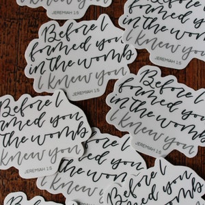 Jeremiah 1:5 Vinyl Sticker, Catholic Sticker, Pro-life Sticker ...