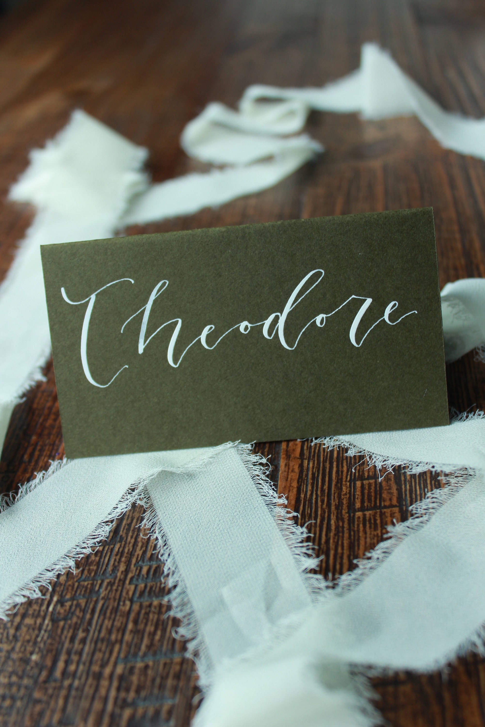 Green Folded Place Cards Handwritten Place Cards for - Etsy