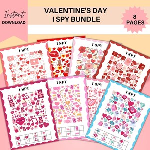 Valentines Day I Spy Activity Bundle, Valentines Day Printable Games ...