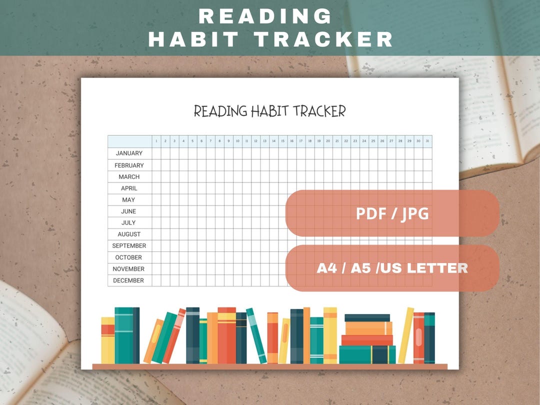 Reading Habit Tracker Printable, Yearly Book Tracker, Monitore Reading ...