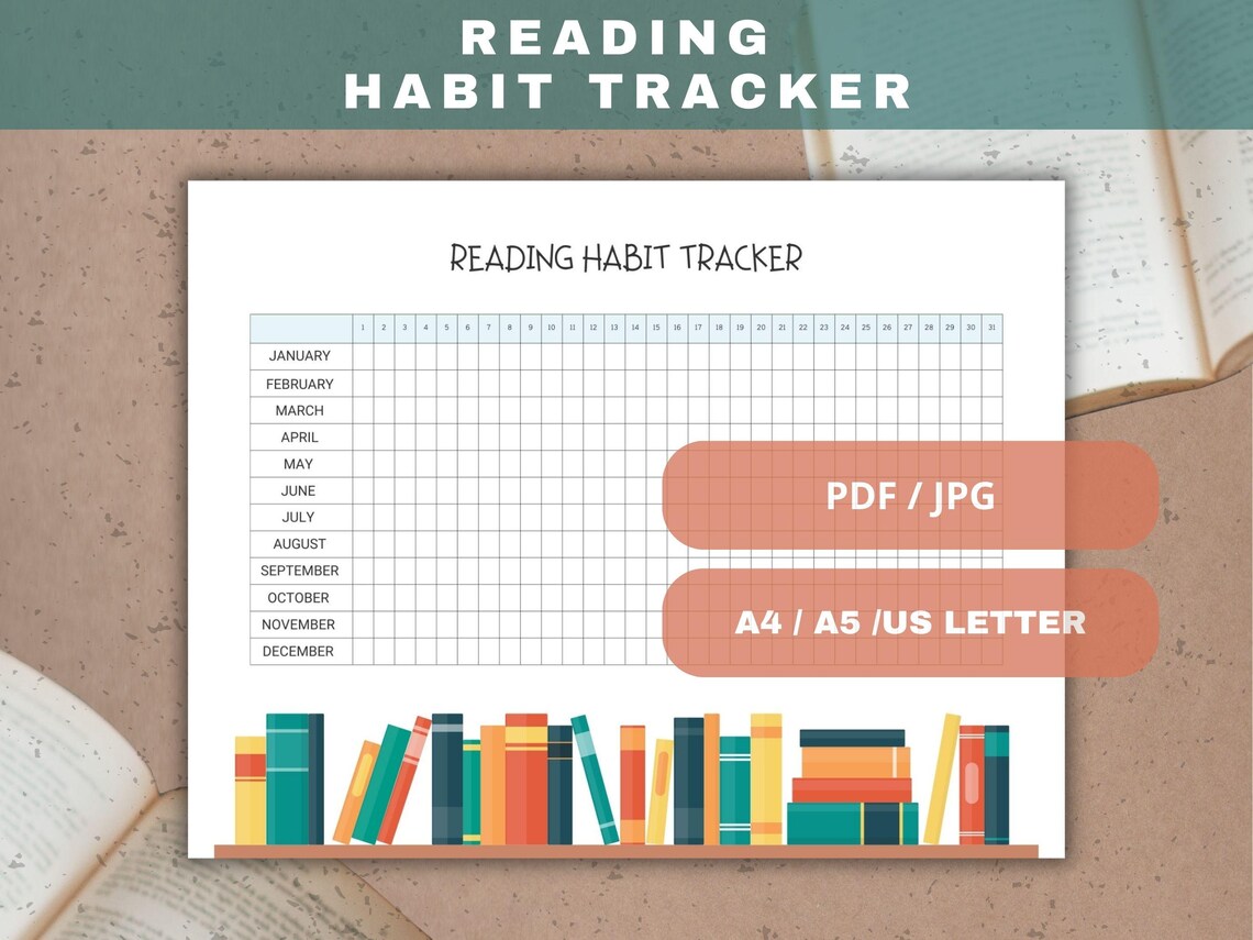 Reading Habit Tracker Printable, Yearly Book Tracker, Monitore Reading ...