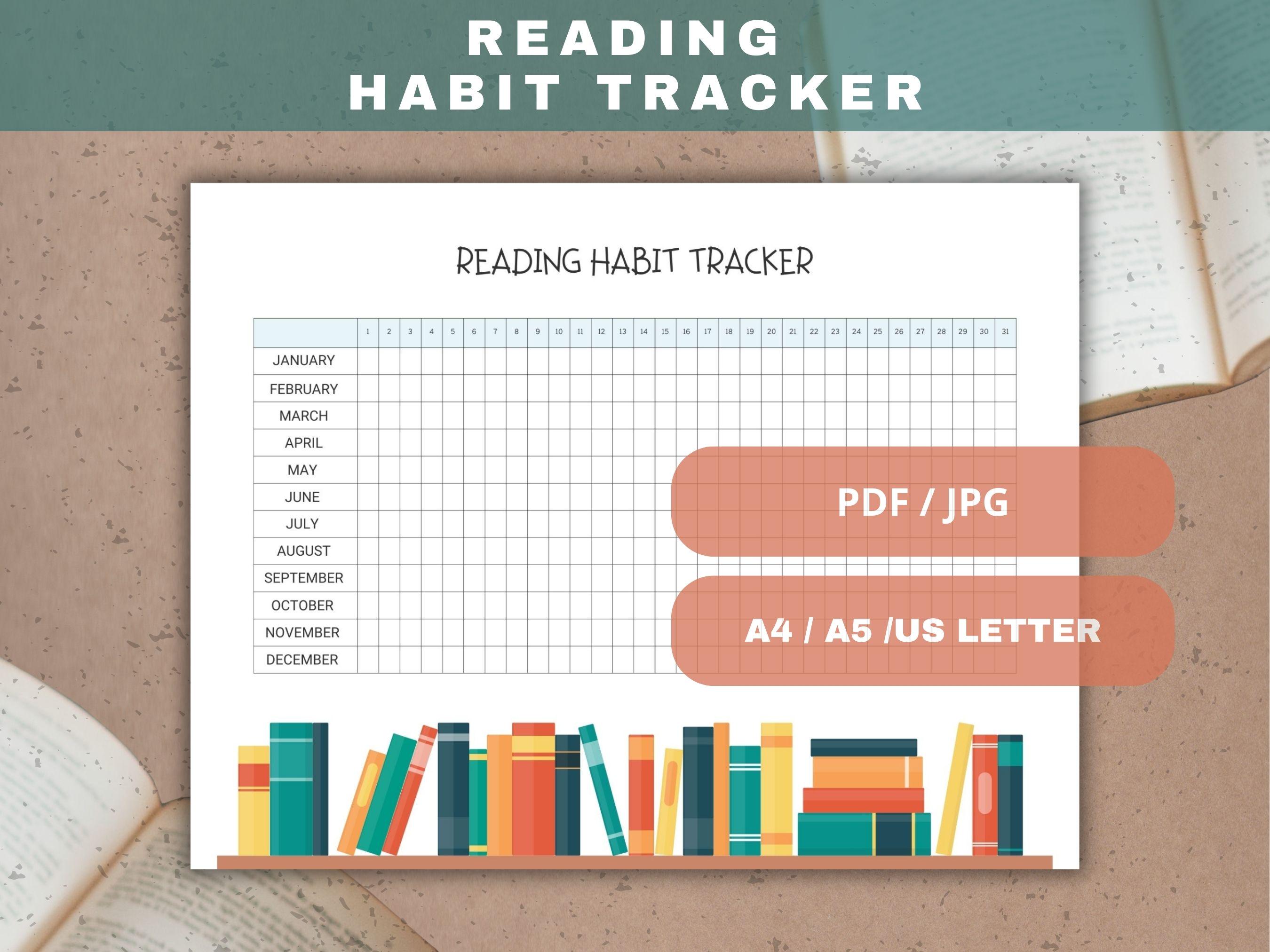 Reading Habit Tracker Printable, Yearly Book Tracker, Monitore Reading ...