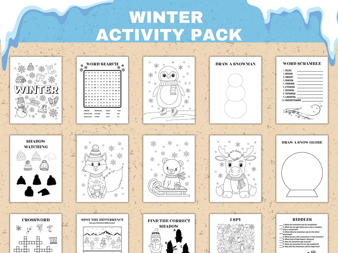 Winter Activity Book for Kids Printable Winter Kids Activity Pack ...