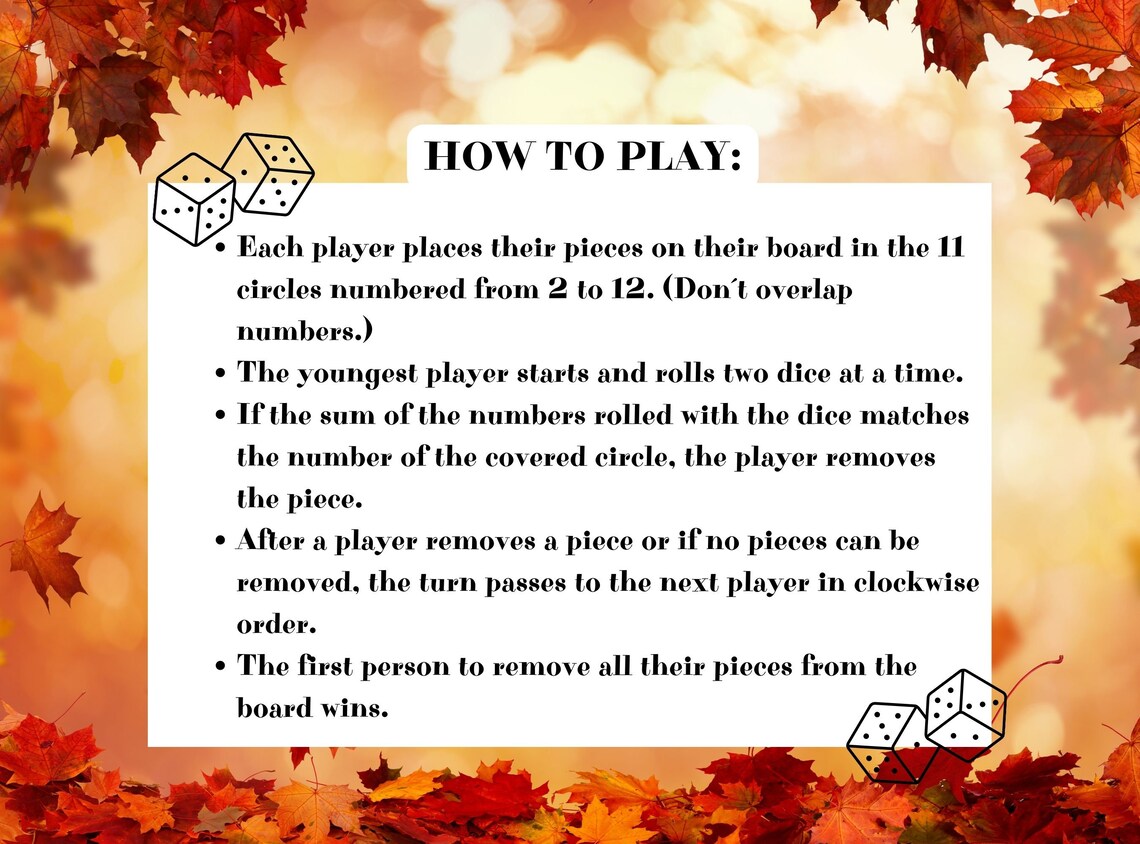 Fall Dice Game Roll a Hedgehog Double Dice Game Printable Fall Kids ...