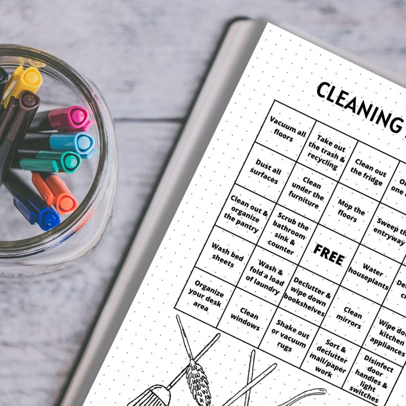 Cleaning Bingo Printable: Spring Cleaning Checklist (A4, A5, US Letter ...