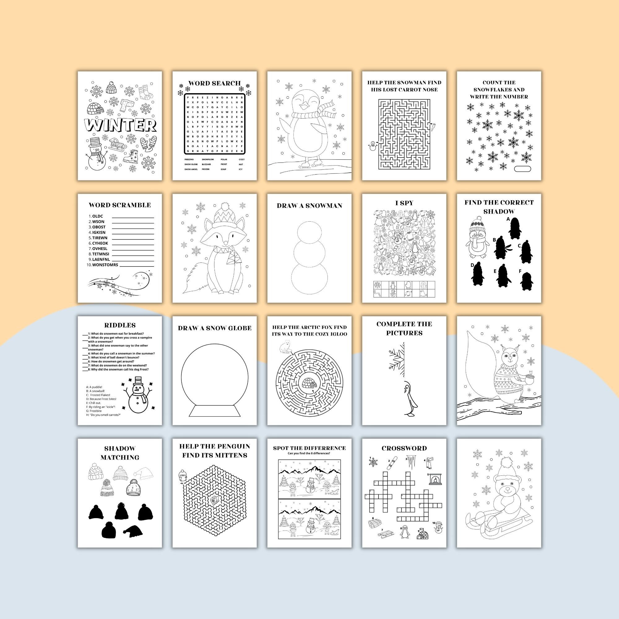 Winter Activity Book for Kids Printable Winter Worksheets Winter ...