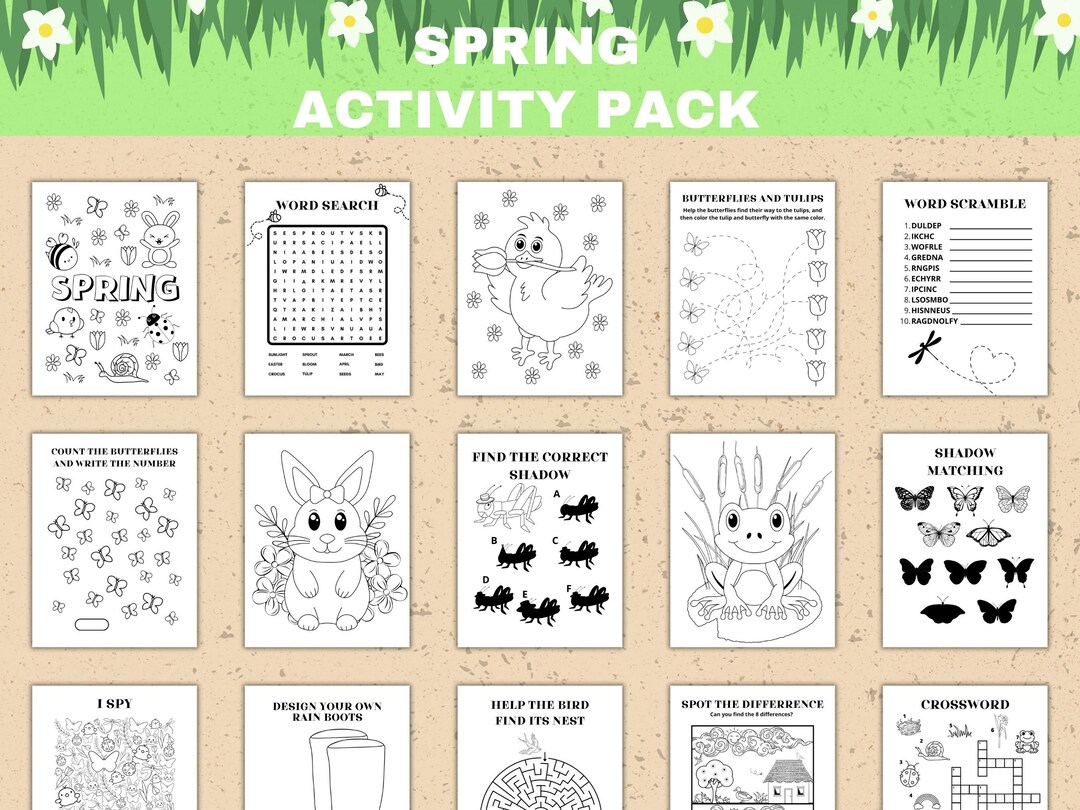 Spring Activity Pack Printable Spring Kids Activity Book Spring Games ...