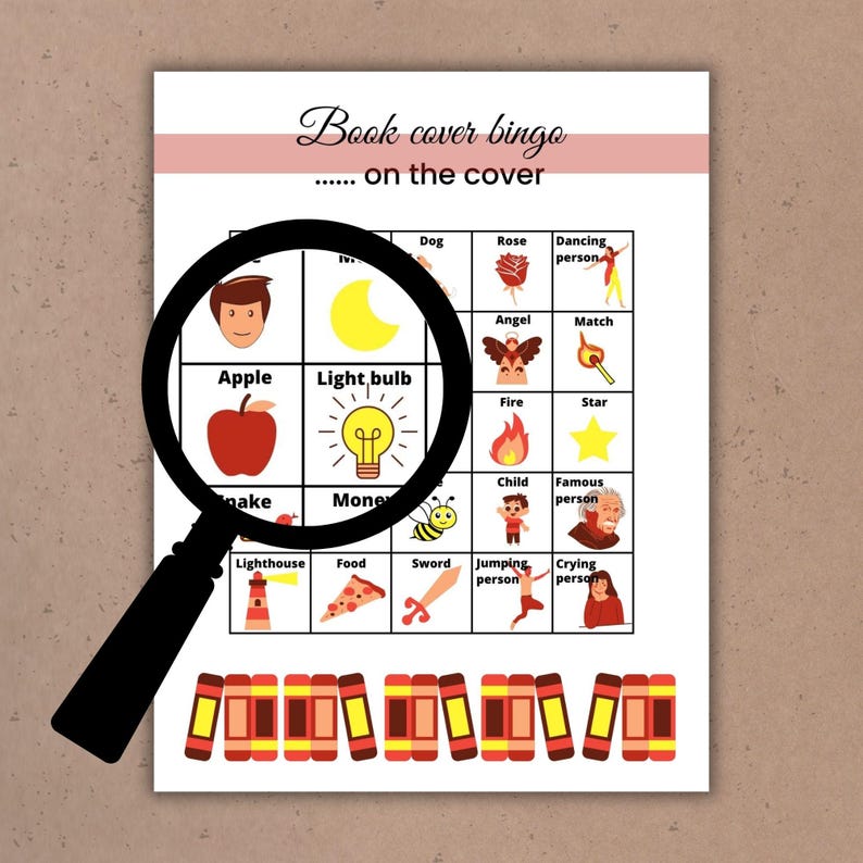 Book Cover Bingo, Book Scavenger Hunt for Kids and Adults, Reading ...