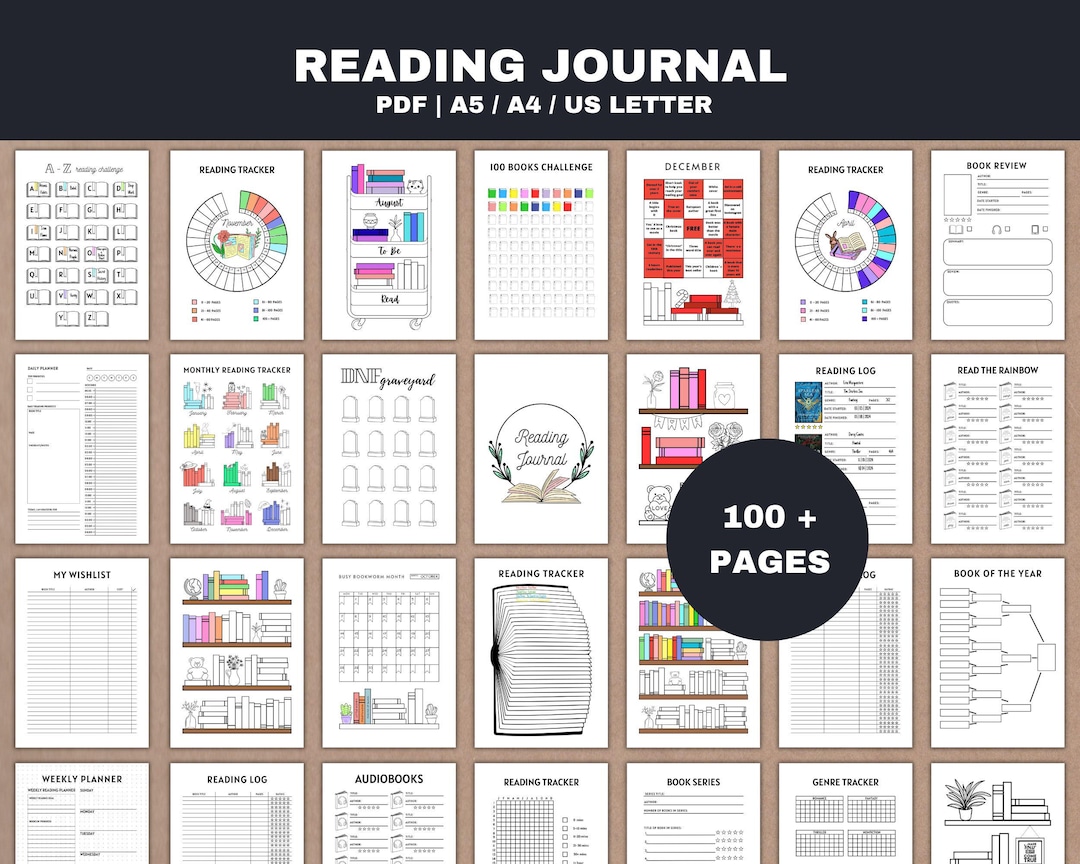 Reading Journal Printable - Book Trackers & Reading Challenges PDF - Etsy