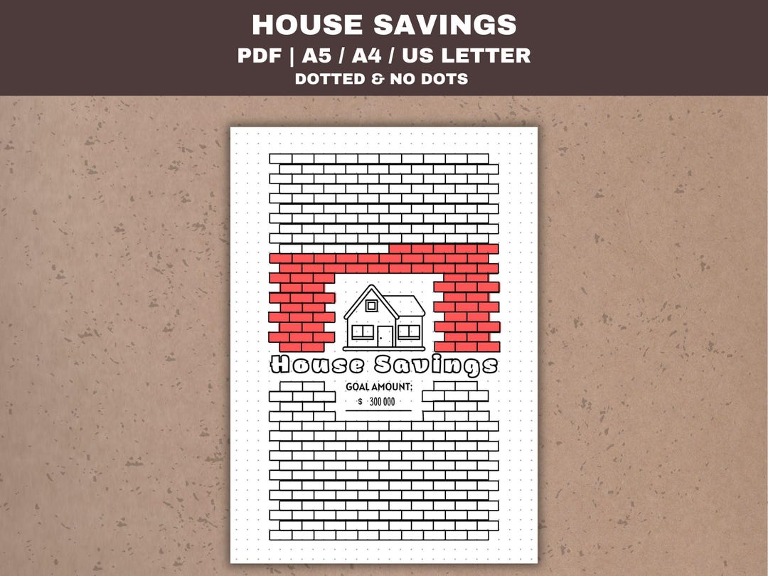 House Savings Tracker Printable House Fund New Home Savings Challenge ...