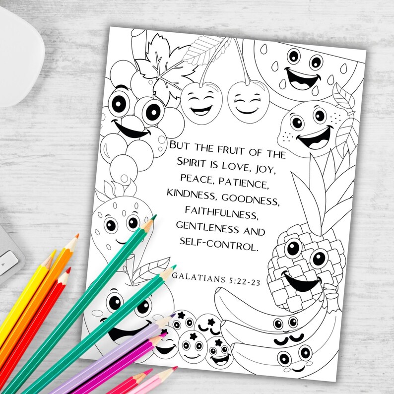Fruit of the Spirit Coloring Pages Fruit of Holy Spirit Bible Verse ...