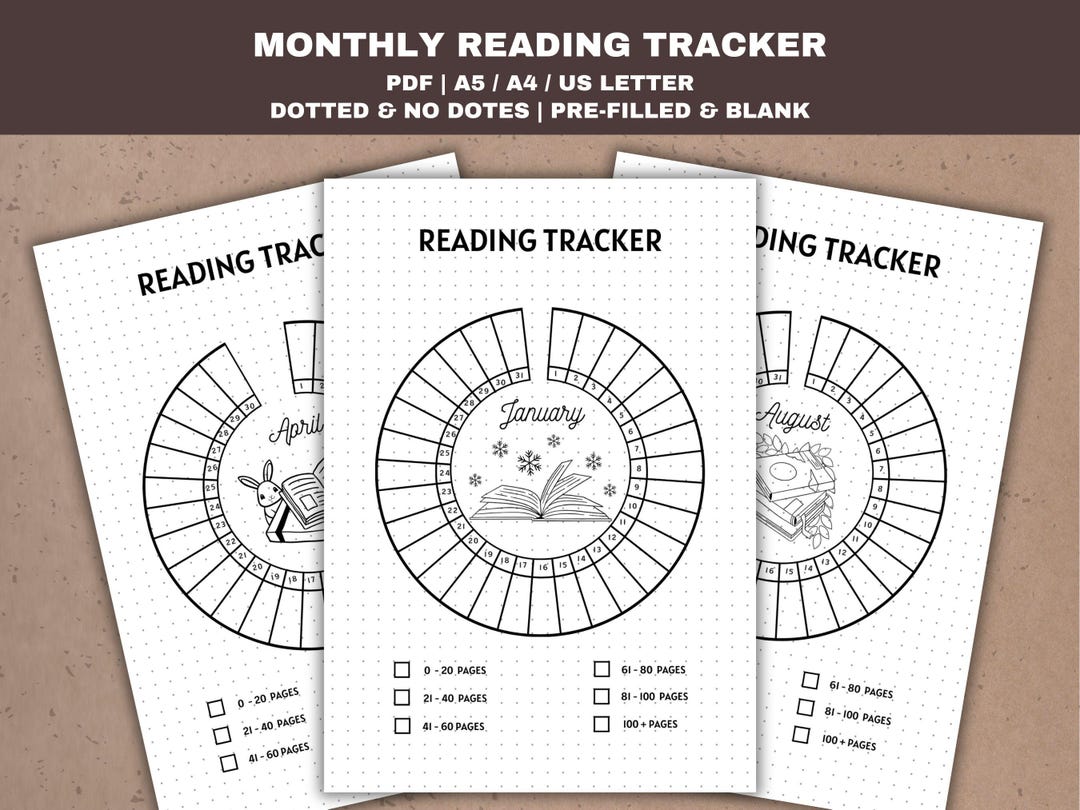 Monthly Reading Tracker Printable Reading Tracker 12 Month Book Tracker ...