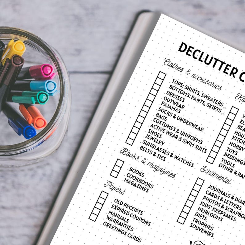 Declutter Checklist Printable: Minimalist Home Organizer (A4, A5, US ...