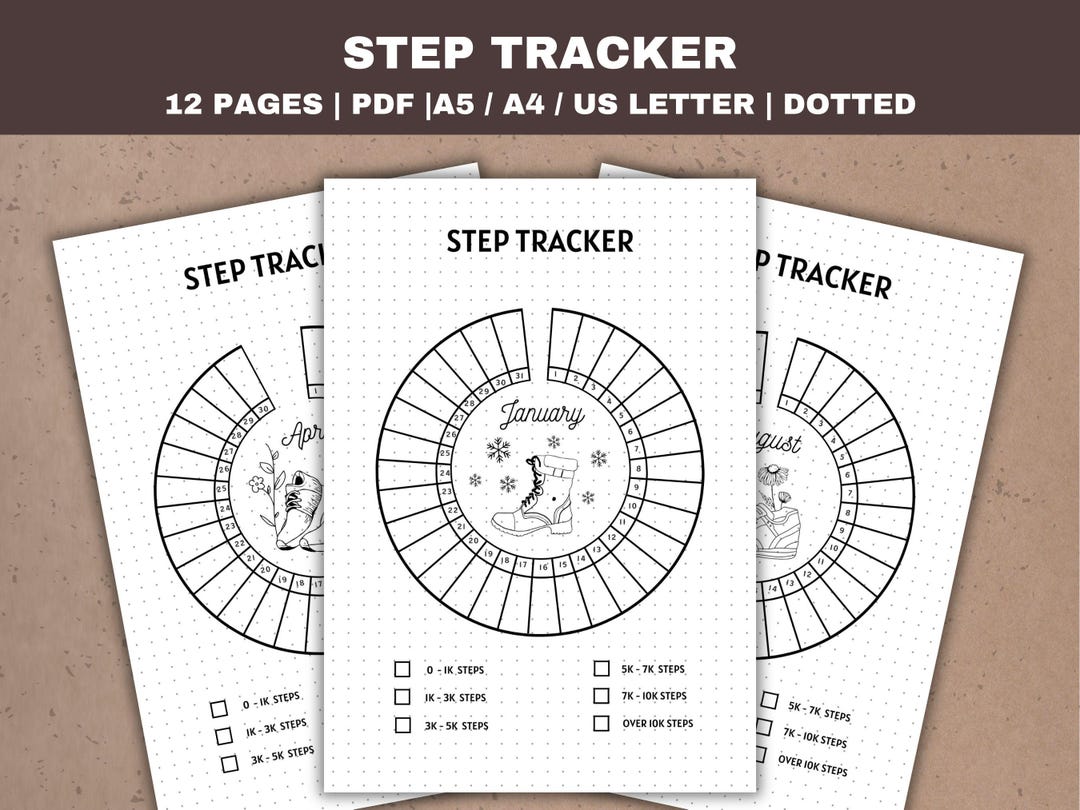 Monthly Step Tracker Printable Step Log Daily Steps Tracker Step ...