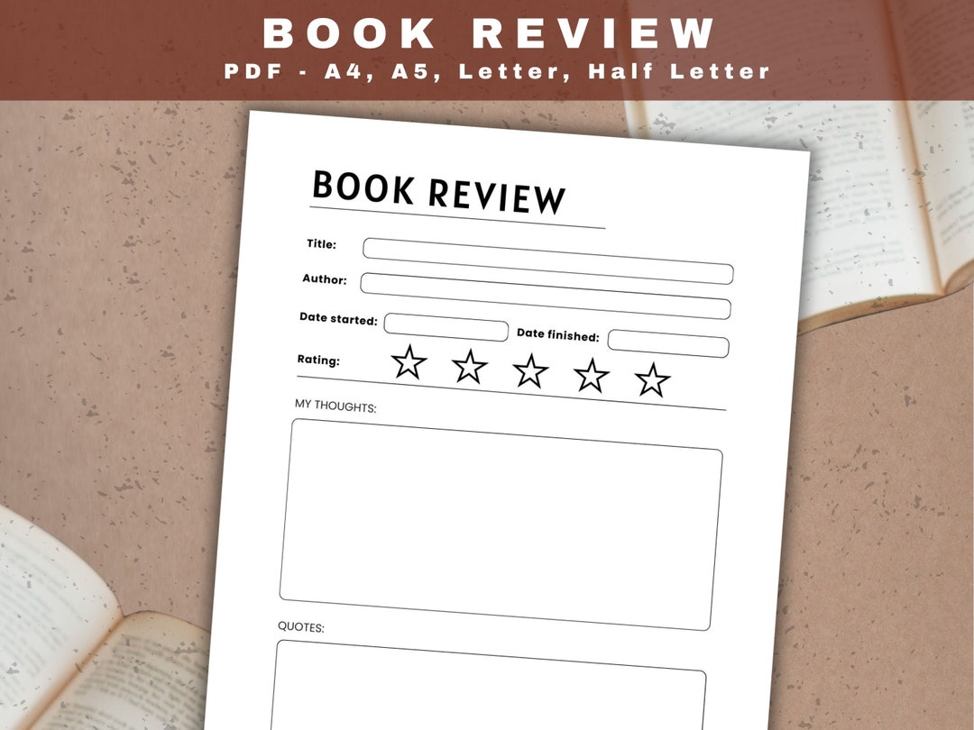 Book Review Printable Reading Journal Book Tracker Book Log Book Review ...