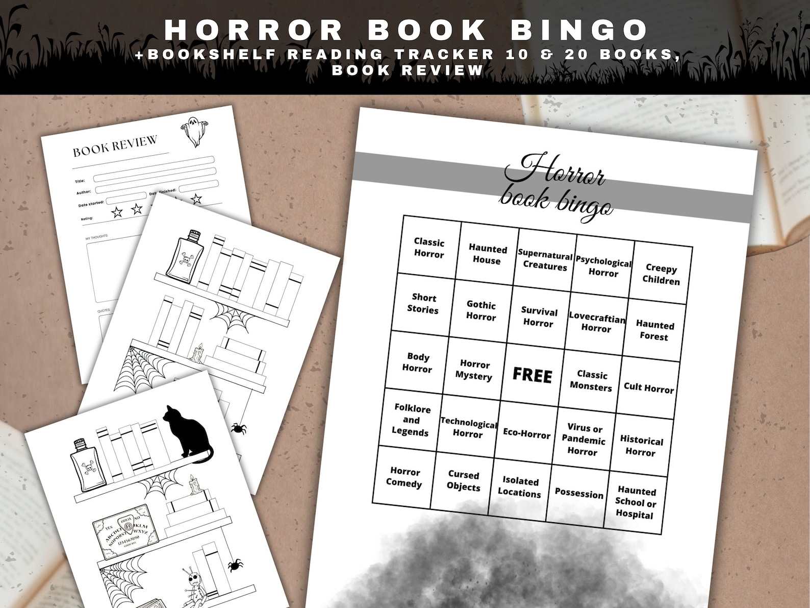 Horror Book Bingo Reading Challenge: Bookshelf Tracker & Book Review ...