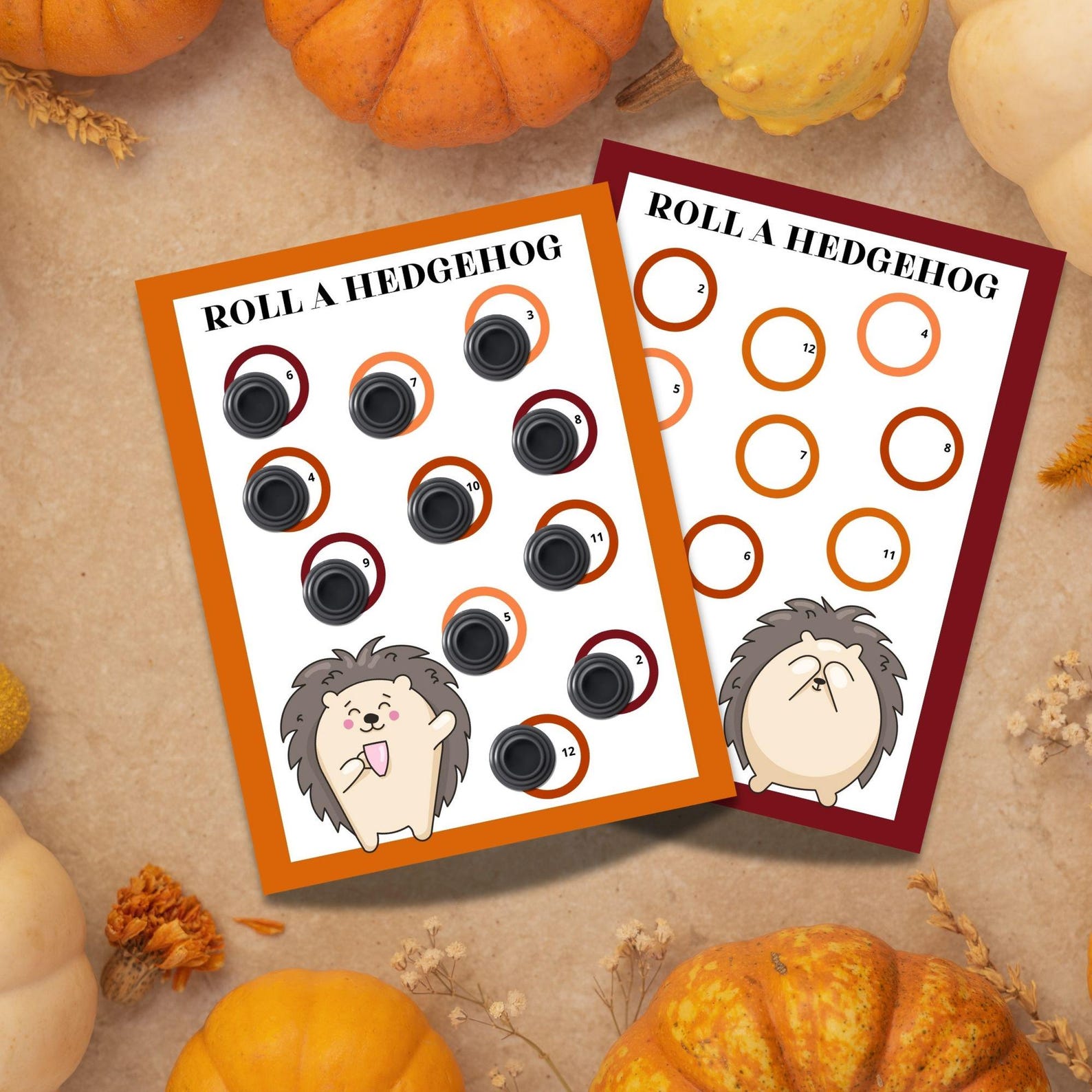 Fall Dice Game Roll a Hedgehog Double Dice Game Printable Fall Kids ...