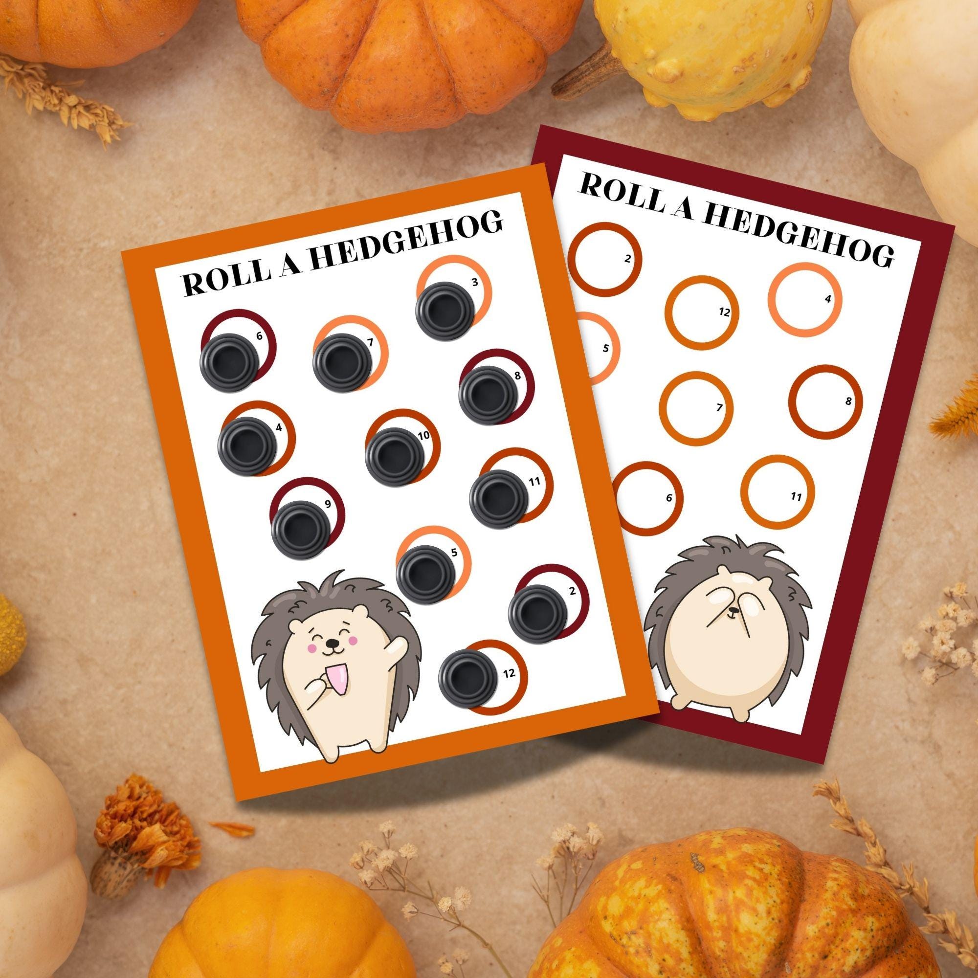 Fall Dice Game Roll a Hedgehog Double Dice Game Printable Fall Kids ...