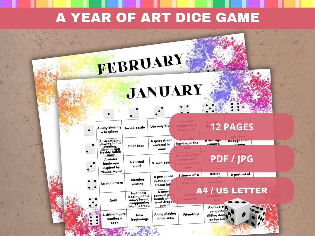 Art Dice Drawing Game Printable Drawing Challenge Game for Artists ...