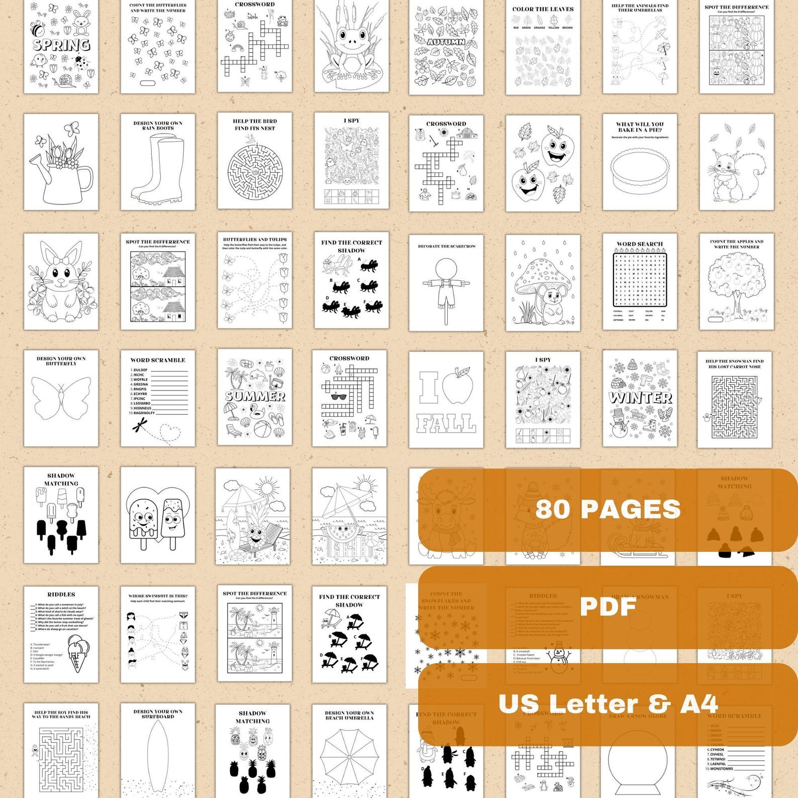 Seasons Activity Pack Bundle: Spring, Summer, Fall, Winter (digital ...