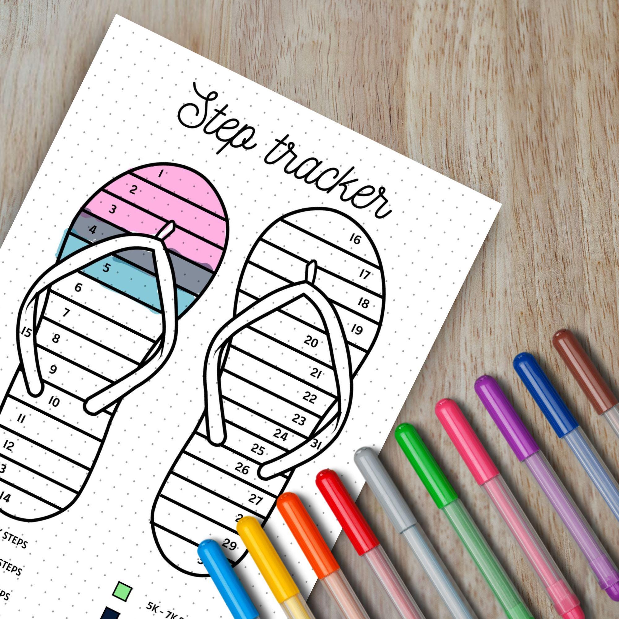 Summer Step Tracker Printable: Monthly Fitness Log (PDF) - Etsy
