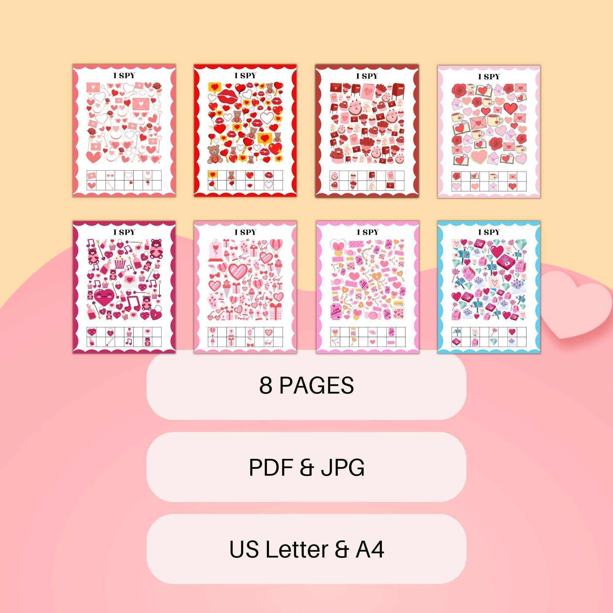 Valentines Day I Spy Activity Bundle, Valentines Day Printable Games ...