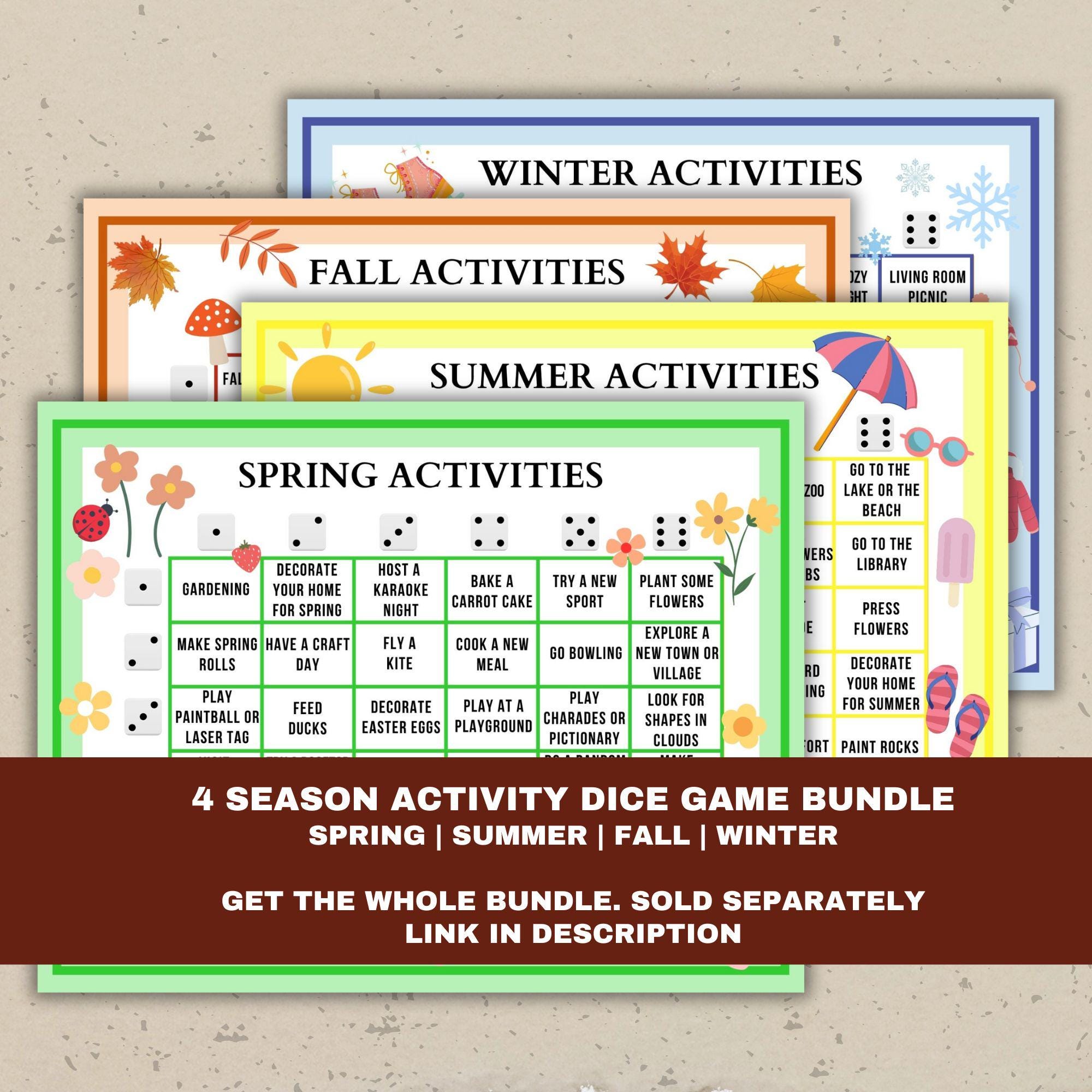 Summer Activities Dice Game Printable Summer Bucket List I'm Bored Jar ...