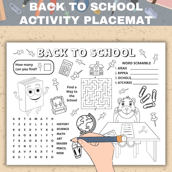 Back to School Table Placemats - Etsy