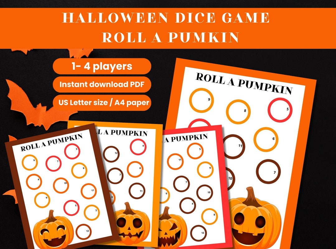 Halloween Dice Game Roll a Pumpkin Double Dice Game Printable Fall Kids ...