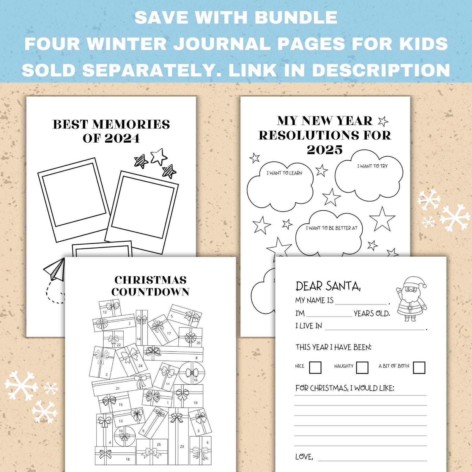 Printable New Year Memory & Resolution Set, New Year Resolution for ...