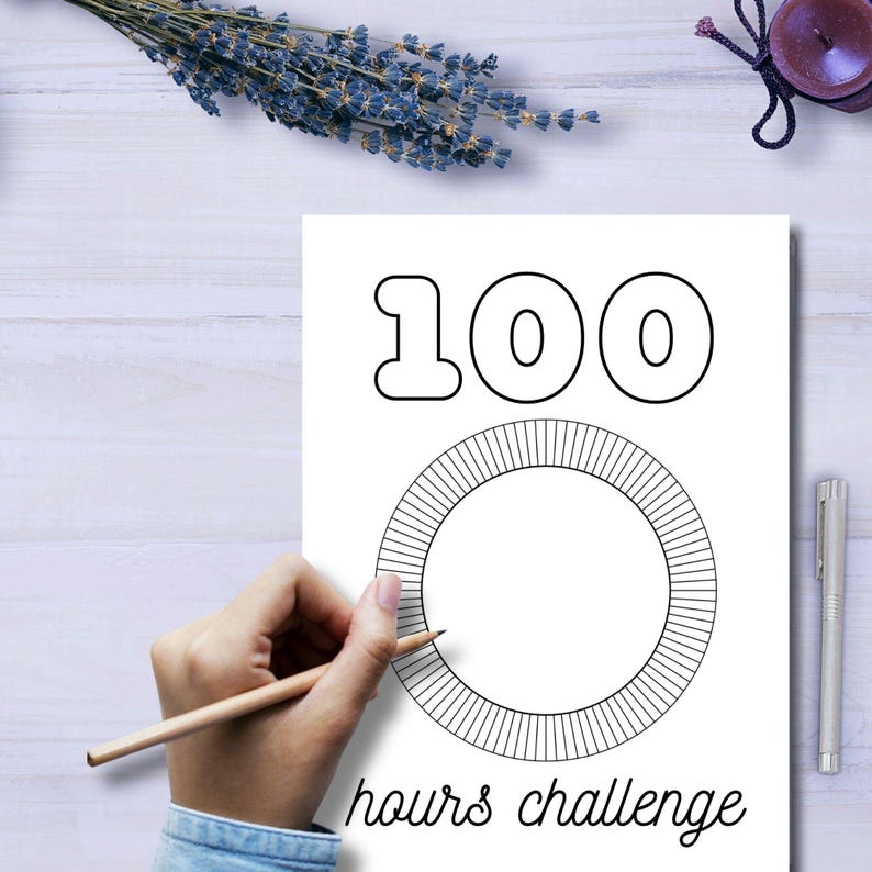 100 Hours Challenge Tracker Printable Habit Tracker | Routine Planner ...