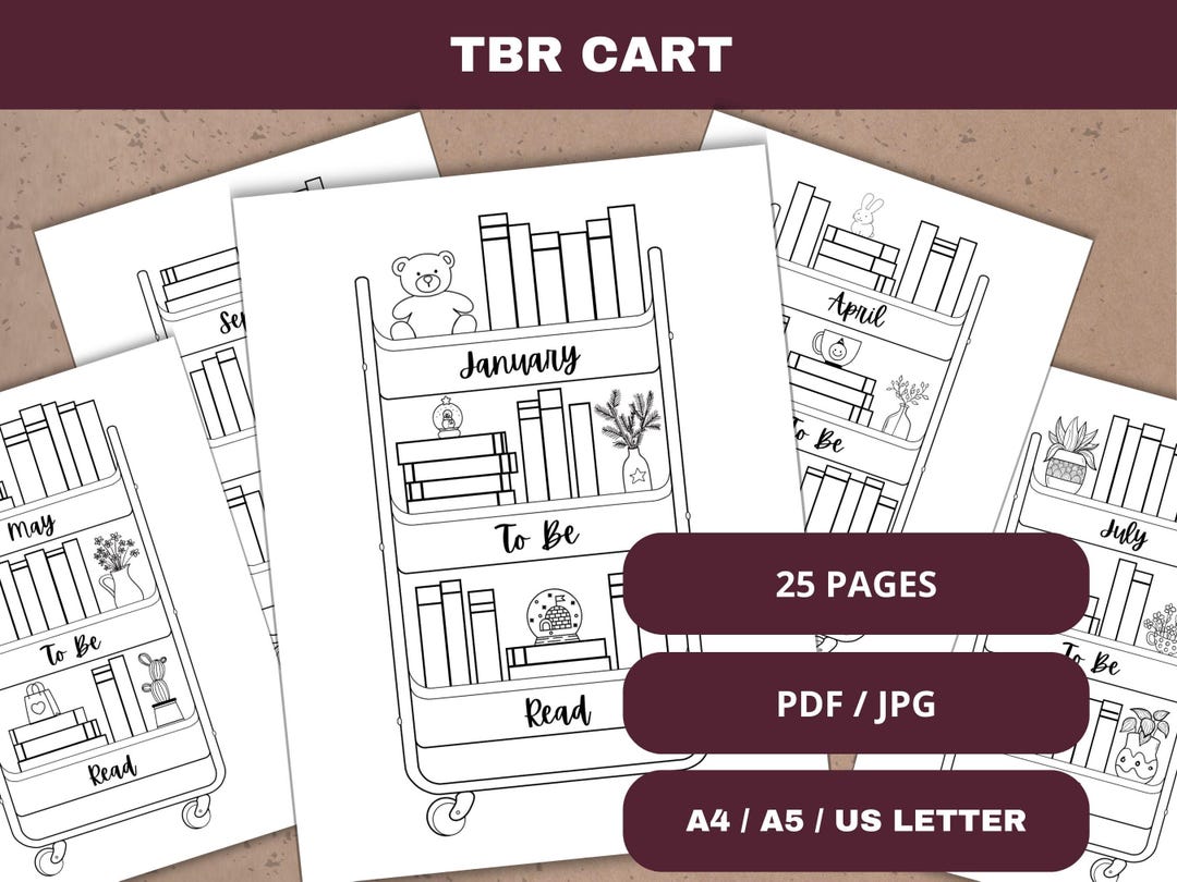 TBR Cart Tracker Reading Journal Pages to Be Read Books Tracker Monthly ...