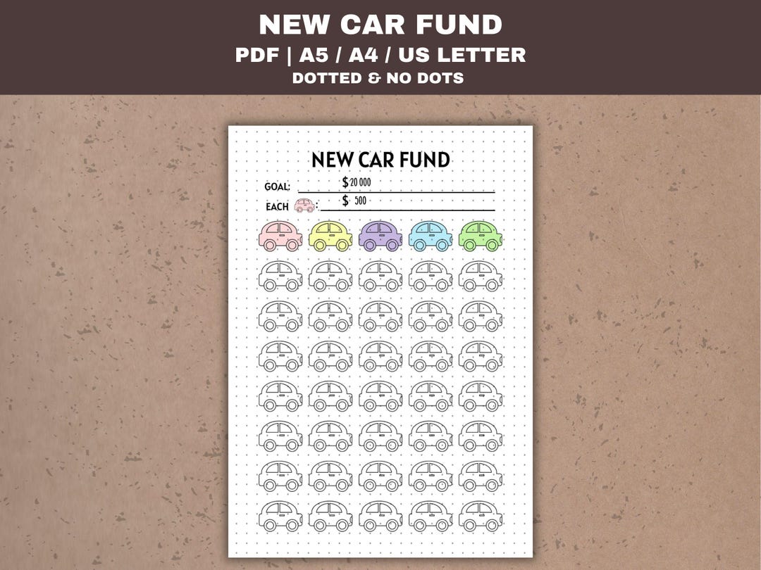 New Car Savings Challenge Printable Car Savings Fund First Car Savings ...