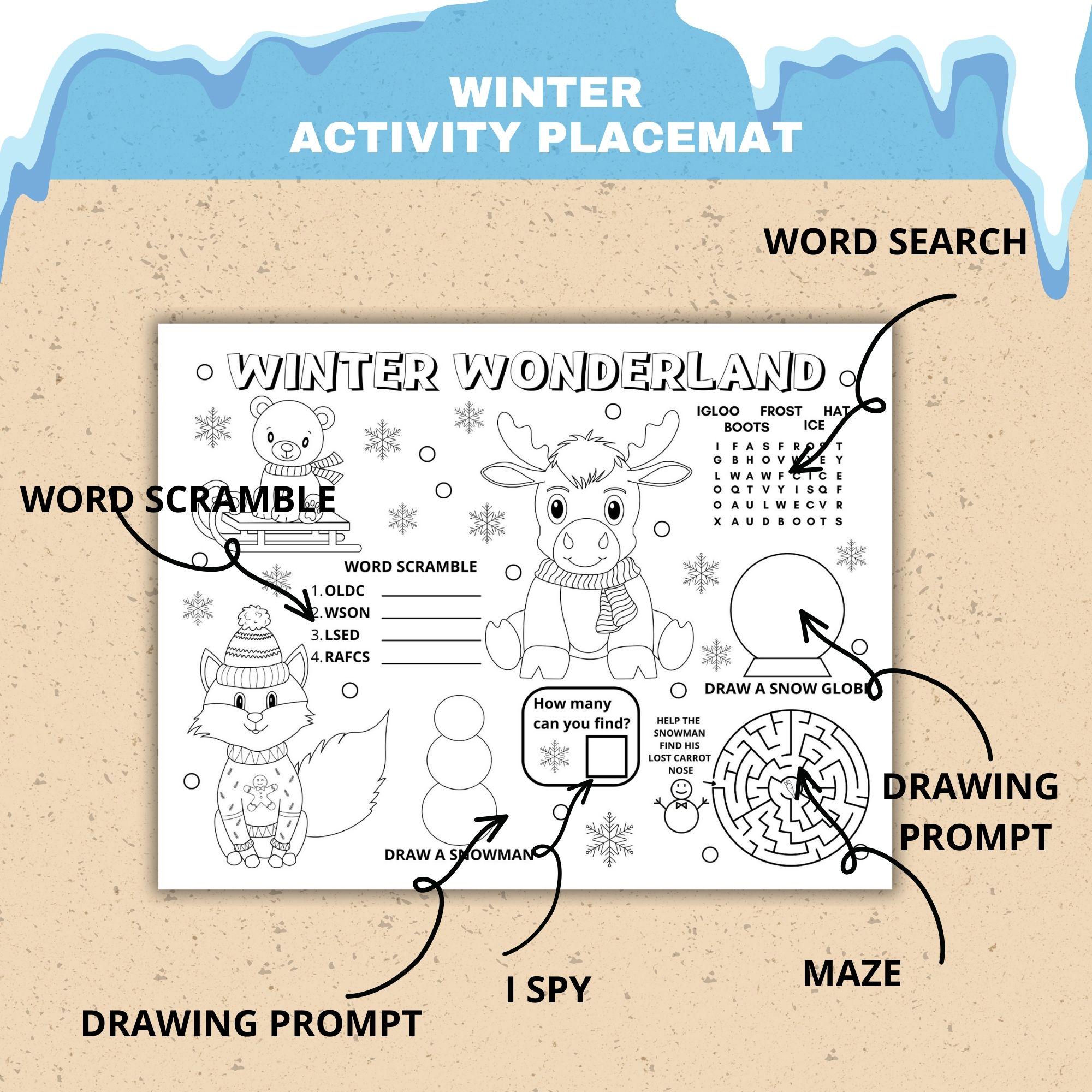 Four Seasons Activity Placemat Bundle: Spring, Summer, Fall, Winter ...