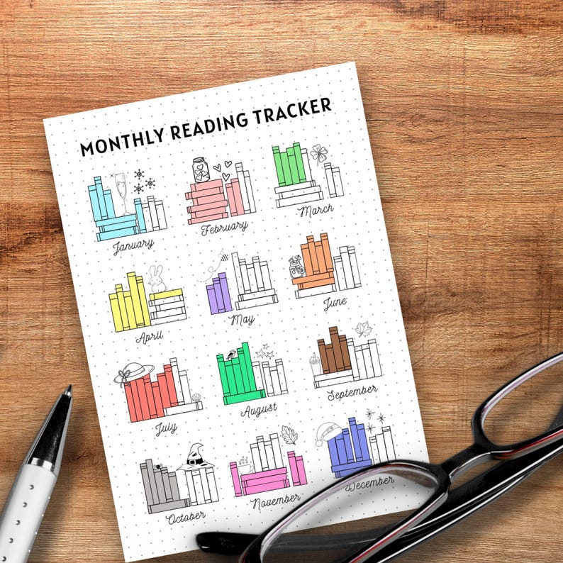Reading Tracker Printable – Monthly Book Tracker - Yearly Overview ...